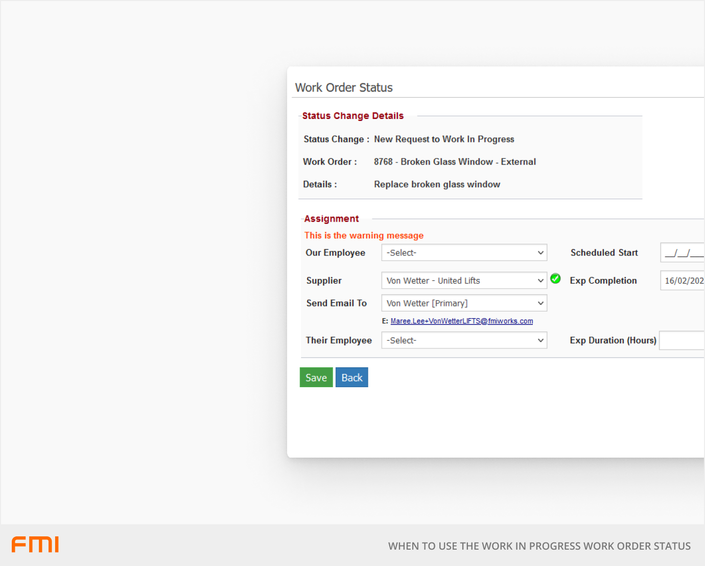 When to Use the Work in Progress Work Order Status